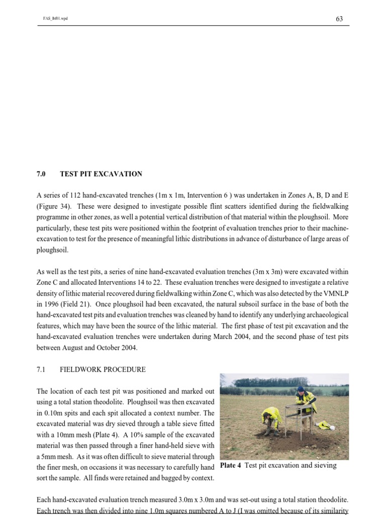 7 0 Test Pit Excavation Fas Lbf01 Wpd Pdf Excavation