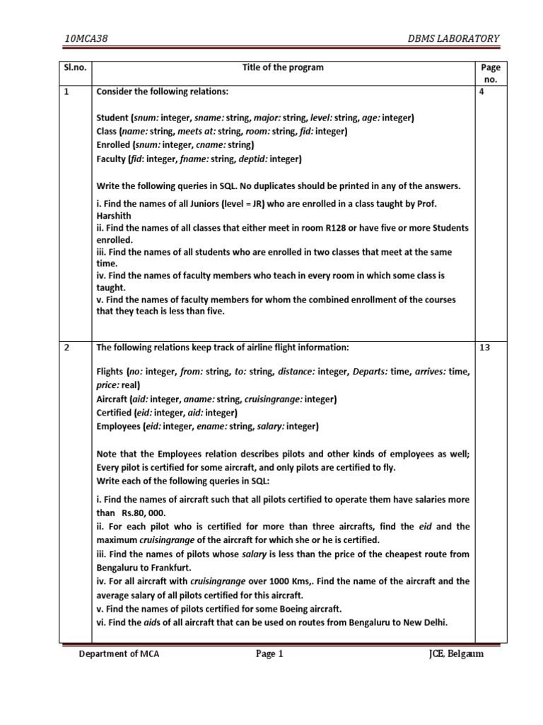 Dbms Lab Manual | PDF | Databases | Scientific Modeling