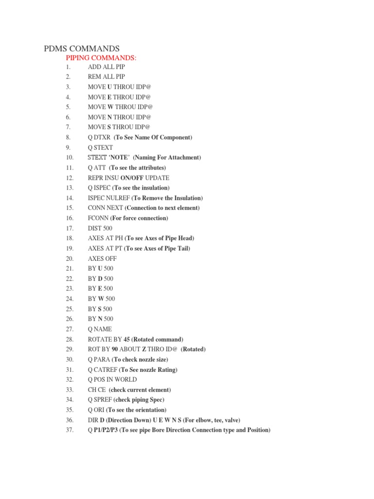 Pdms Commands | PDF | Building Engineering | Gas Technologies