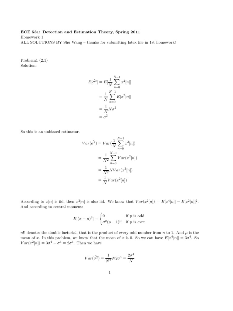 Kay - Solutions | PDF | Bias Of An Estimator | Eigenvalues And Eigenvectors