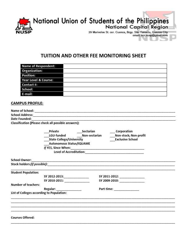 Tuition and Other Fee Monitoring Sheet | PDF | Career & Growth ...