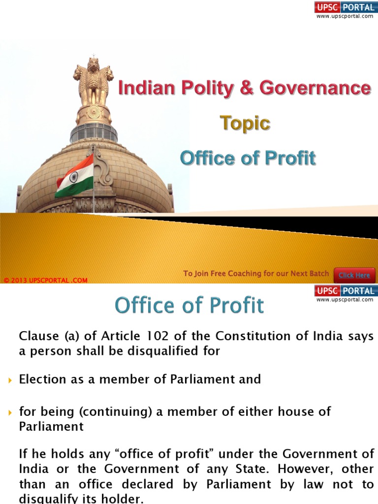 Office of Profit | PDF | Member Of Parliament | Constitutional Law