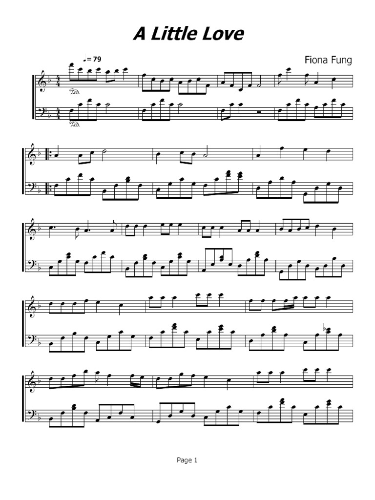 A Little Love Piano Sheet Music | Entertainment (General)