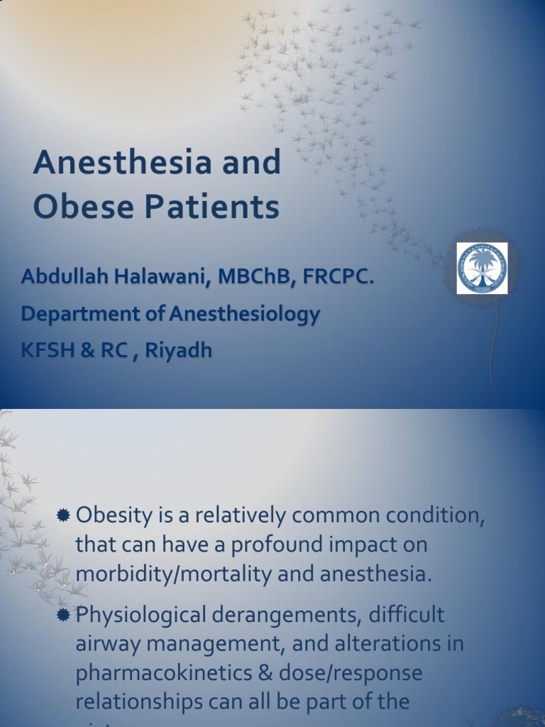 4-Anesthesia and Obese Patients | PDF | Sleep Apnea | Anesthesia
