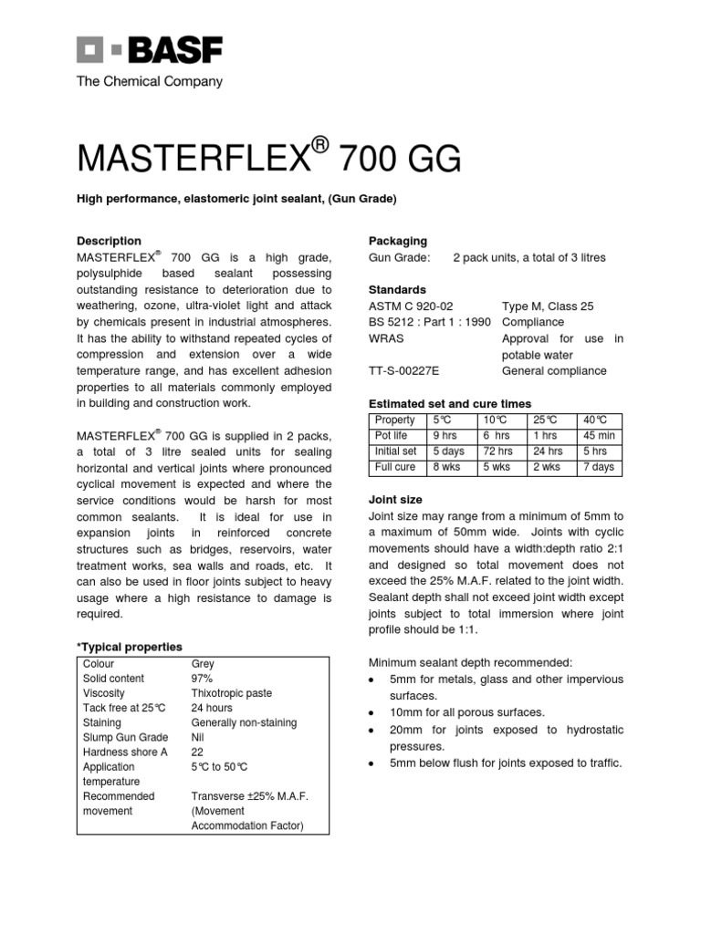 Masterflex 700 GG | PDF | Concrete | Building Engineering