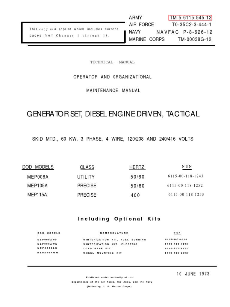 Technical Manual MEP-006a | PDF | Internal Combustion Engine ...