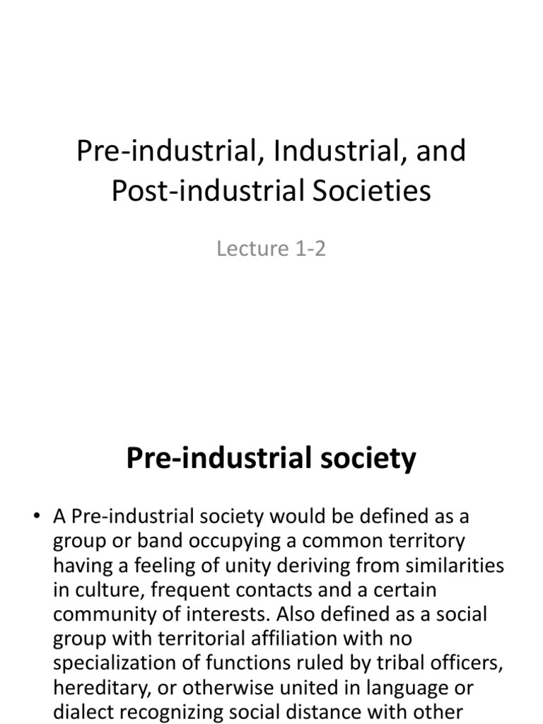 Pre Industrial Society
