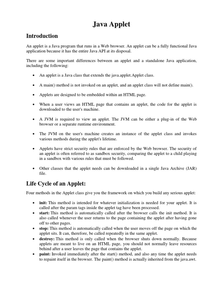 Java Applet | PDF | Java (Software Platform) | Java (Programming Language)