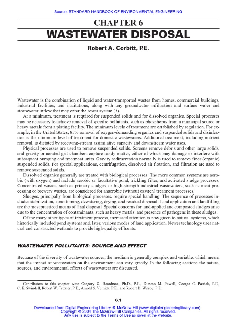Wastewater Disposal. | PDF | Sewage Treatment | Wastewater