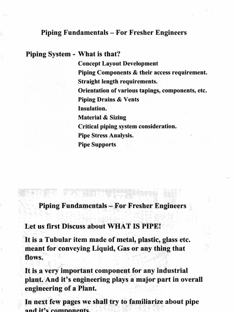 Piping Fundamentals - For Freshers Engineers | PDF | Thermal Insulation ...