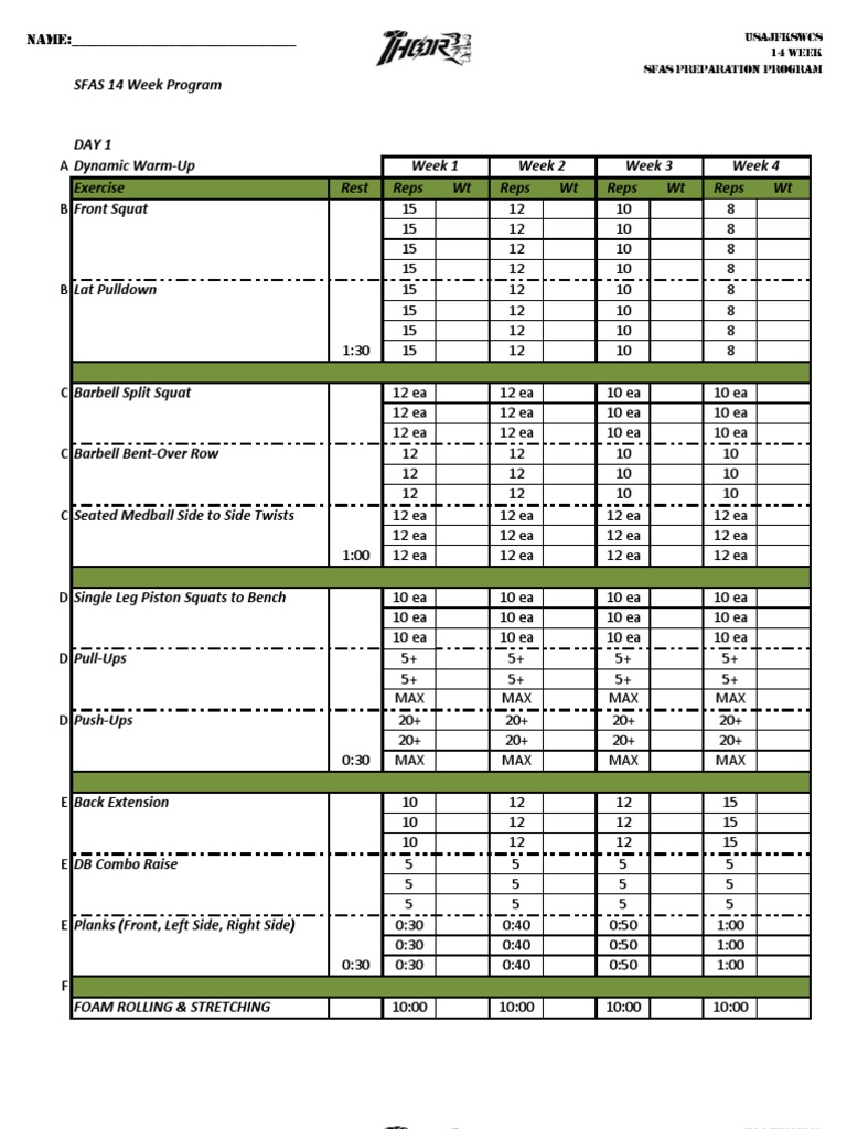 SFAS 14 Week Strength Training | PDF