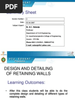 RC Retaining Wall Design Example ACI | PDF | Weight | Force