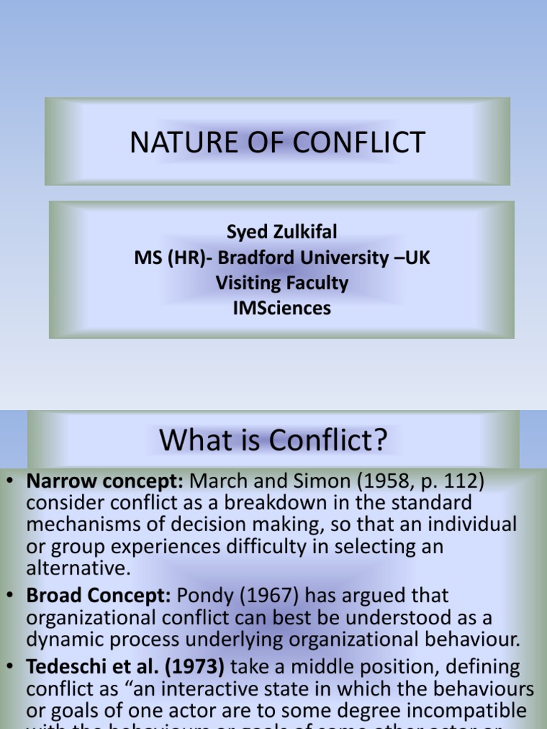 Nature of Conflict | PDF | Conflict (Process) | Goal