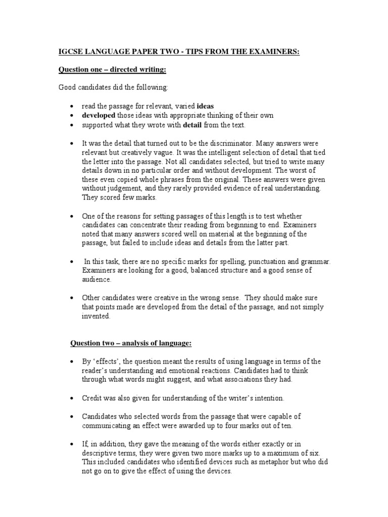 IGCSE English Language Exam Tips | PDF | Test (Assessment) | Writers