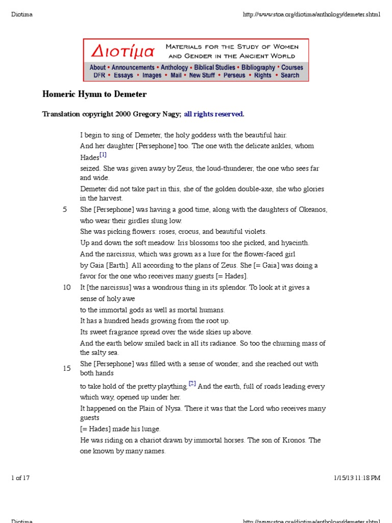 Homeric Hymm To Demeter | PDF | Hades | Persephone