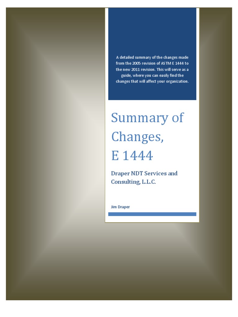 Changes in ASTM E 1444 | PDF | Nondestructive Testing | Calibration