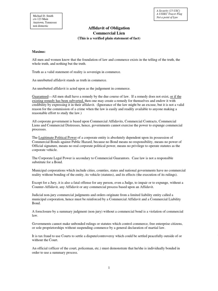 Sample Commercial Lien | Lien | Corporations