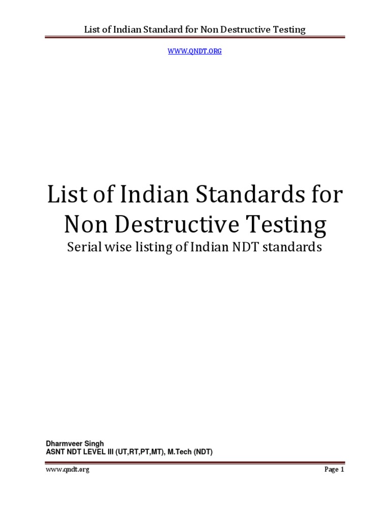 INDIAN NDT Standard | PDF | Nondestructive Testing | Pipe (Fluid ...