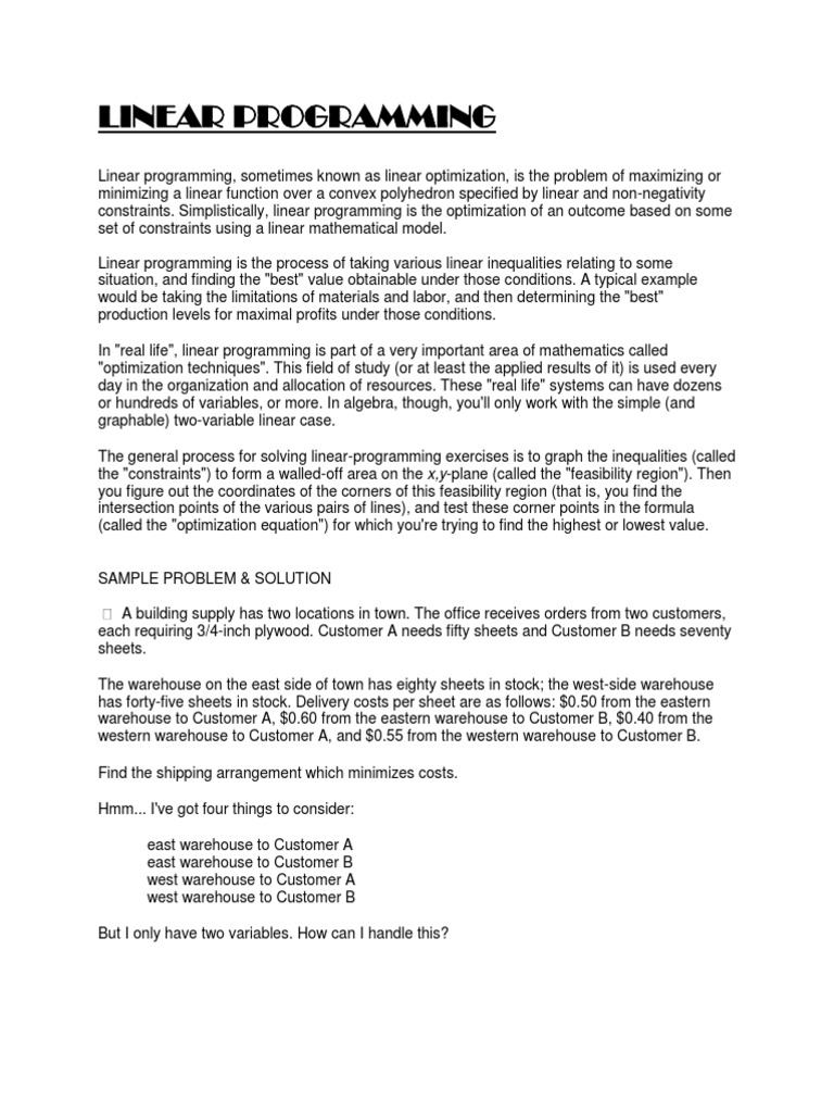 OpMan LP | PDF | Linear Programming | Mathematical Optimization