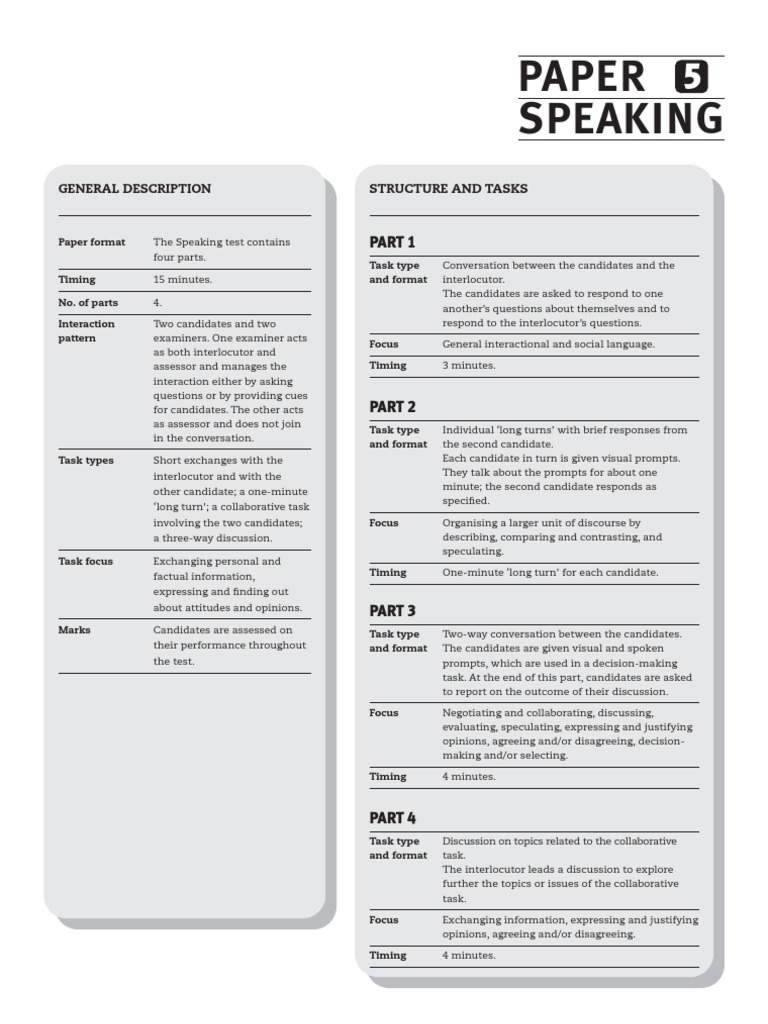Paper Speaking: General Description Structure and Tasks | PDF