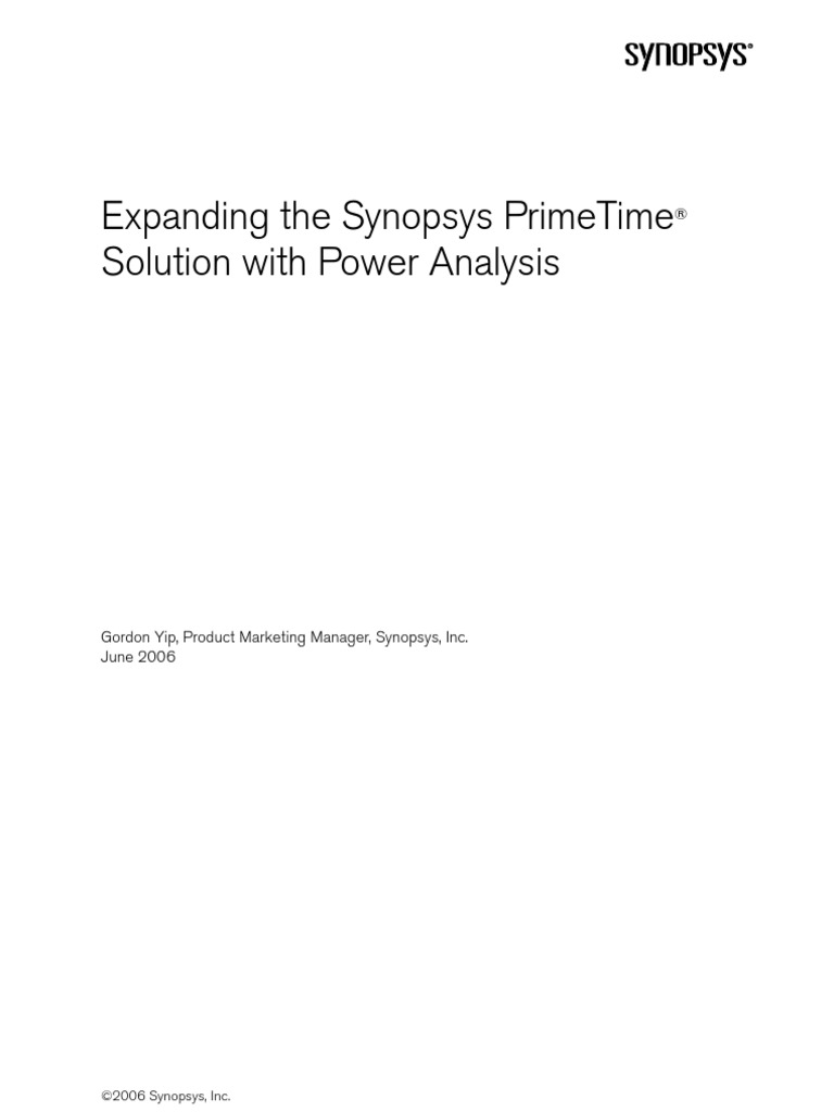 Expanding The Synopsys Primetime Solution With Power Analysis | PDF | Cmos | Computer Engineering