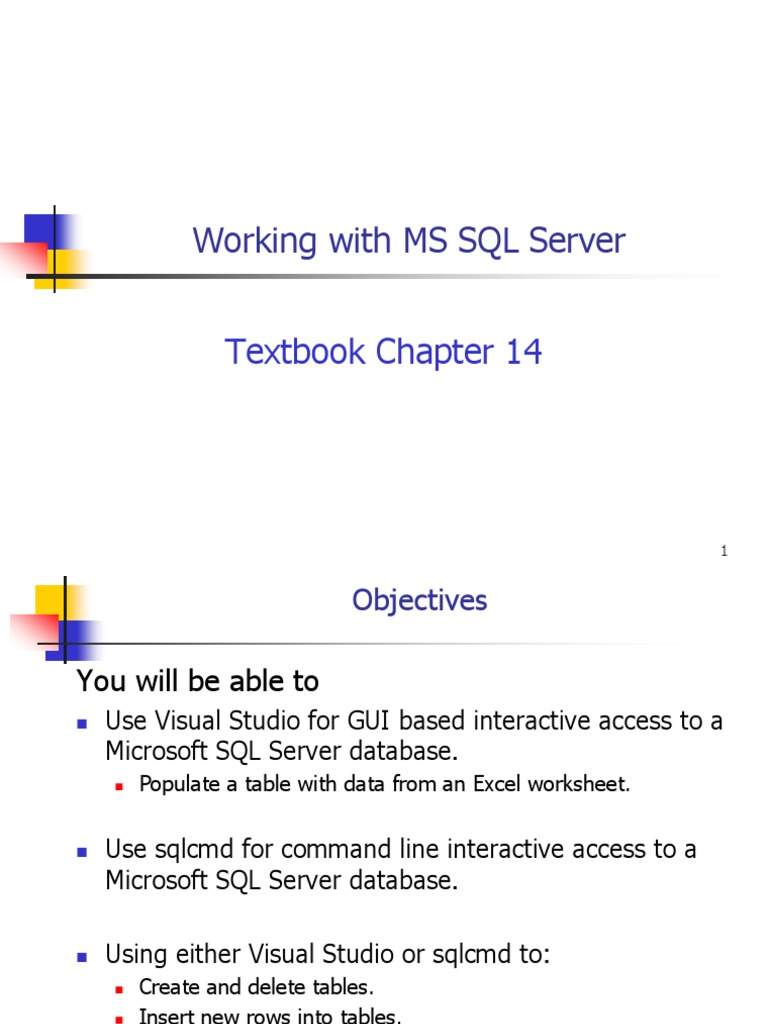 Working With MS SQL Server: Textbook Chapter 14 | PDF | Microsoft Sql ...