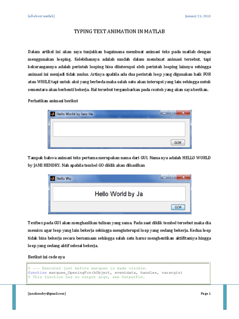 Typing Text Animation in Matlab | PDF