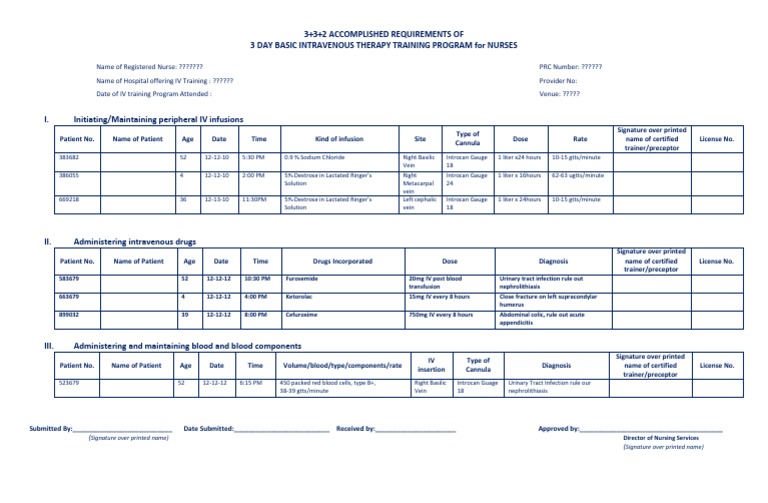 Sample IVT Training Form | PDF