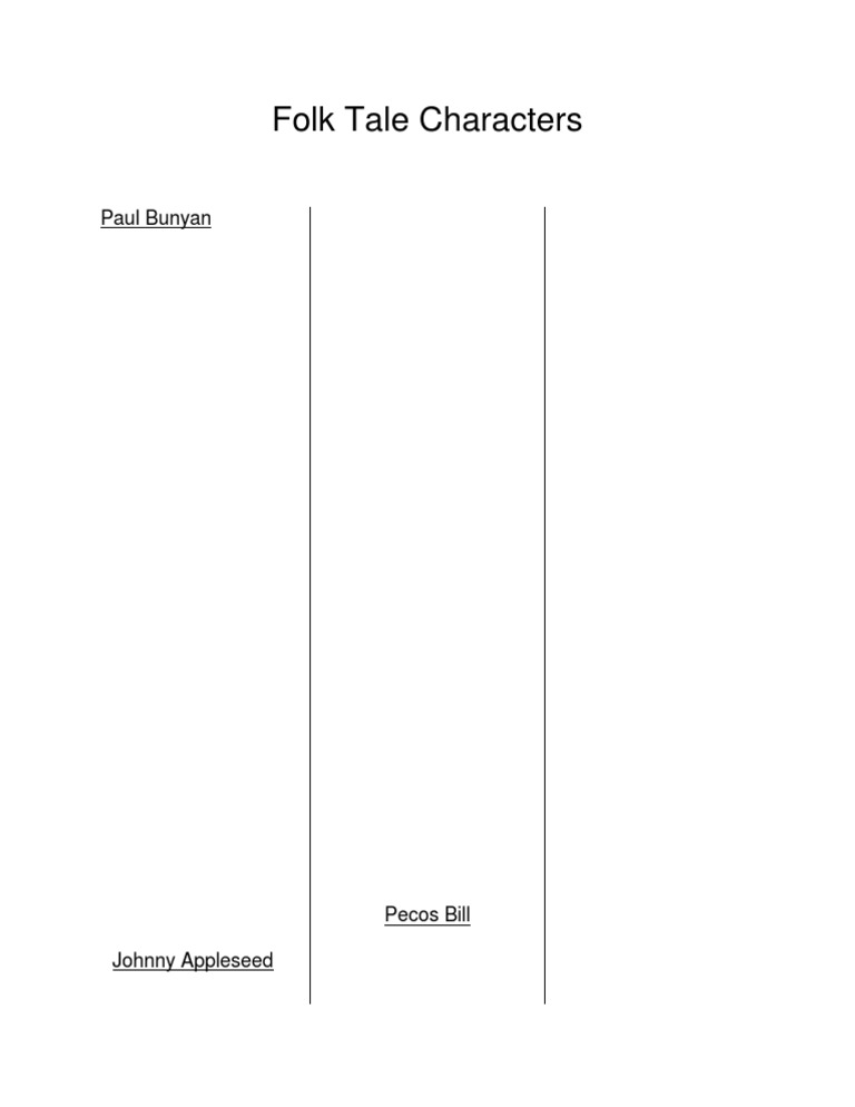 Folk Tale Characters: Paul Bunyan | PDF