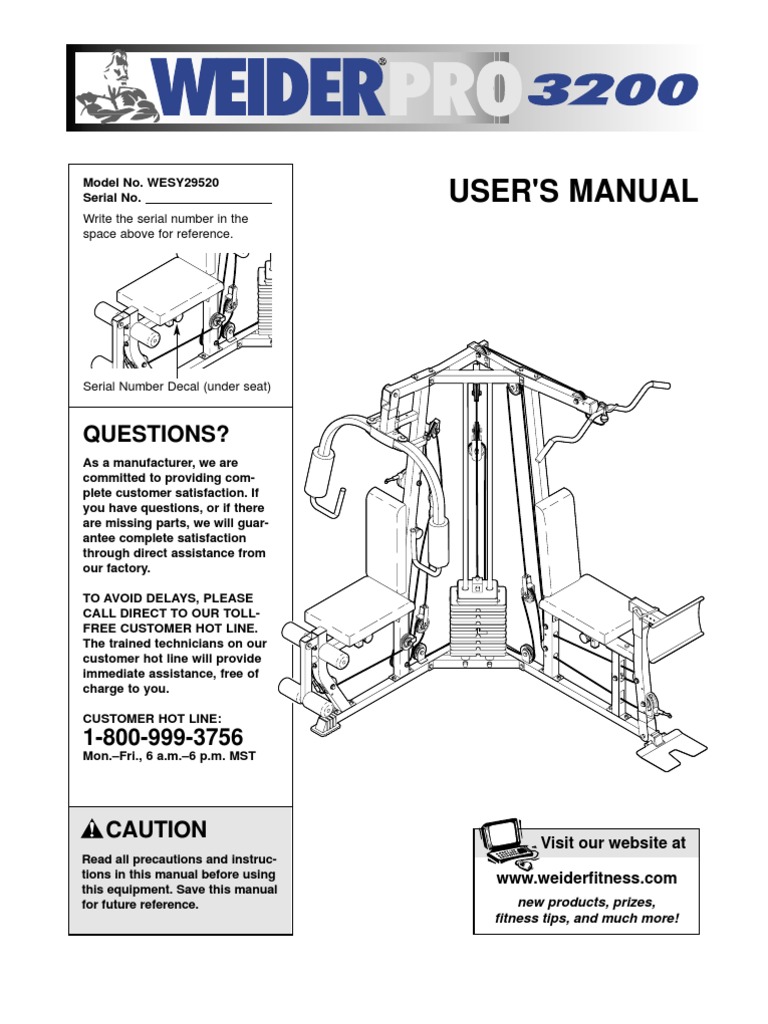 Weider Pro 3200 User's Manual | PDF | Strength Training | Weight Training