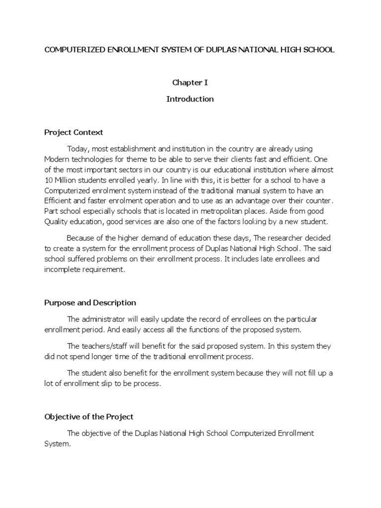 Computerized Enrollment System of Duplas National High School ...