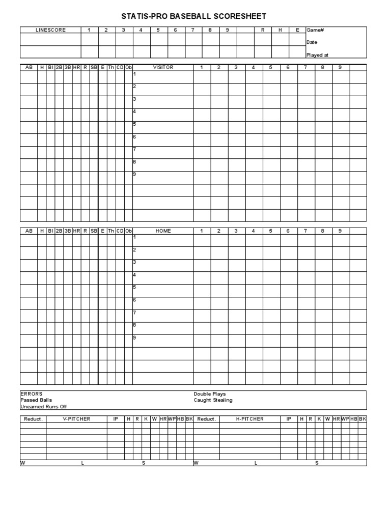 Statis Pro Baseball | PDF