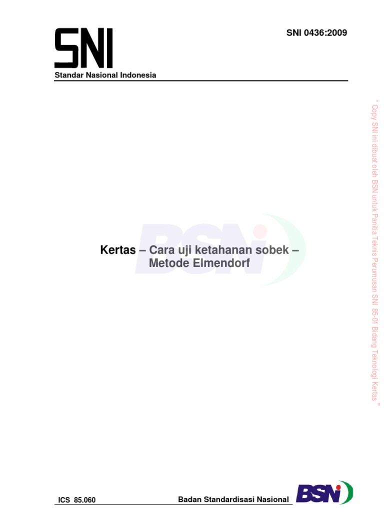 SNI 0436-2009 - Ketahanan Sobek | PDF | Sains & Matematika SNI 0436-2009 - Ketahanan Sobek | PDF | Sains & Matematika