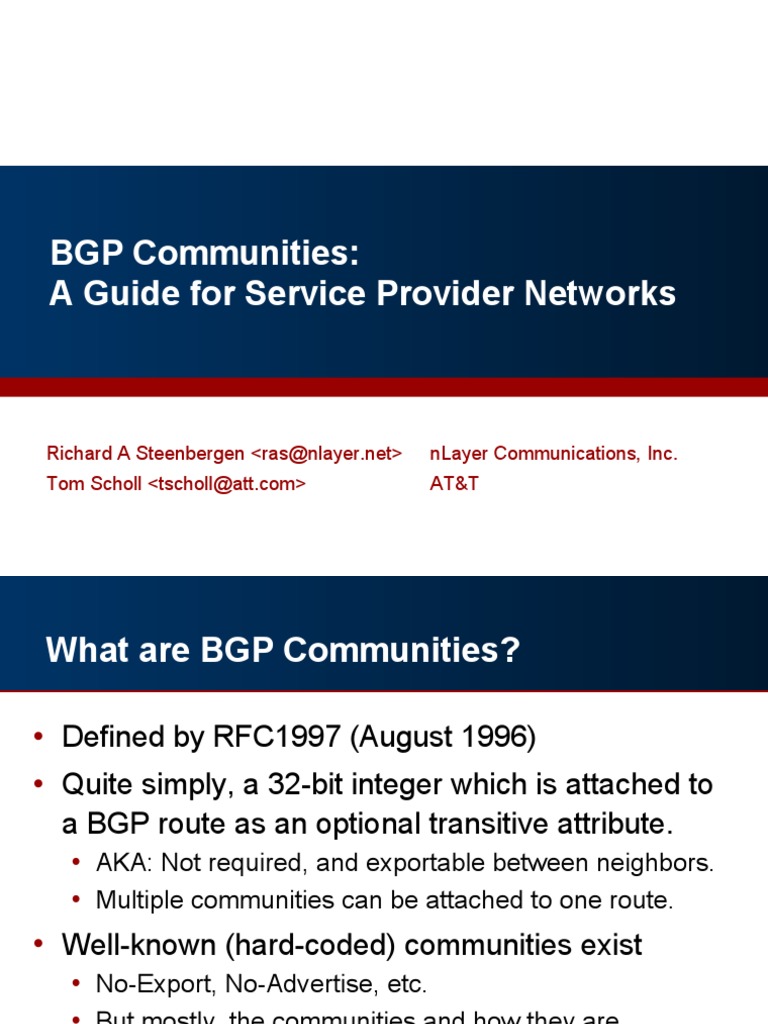 BGP Communities: A Guide For Service Provider Networks: Nlayer ...
