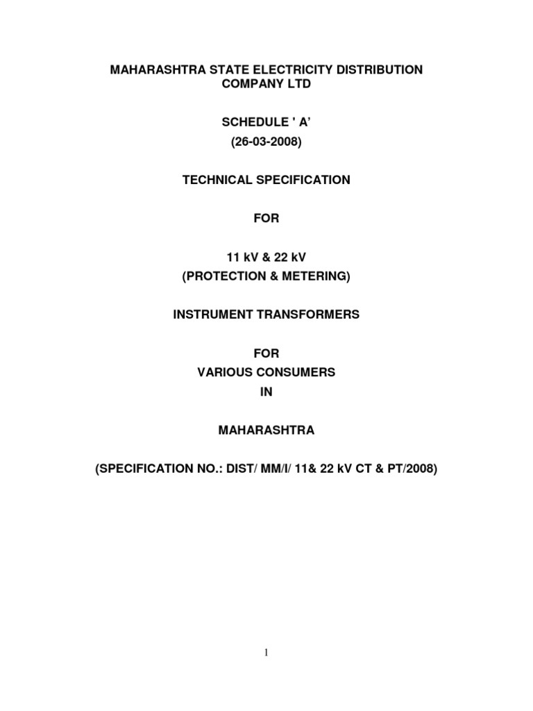 CT PT Specification | PDF | Transformer | Insulator (Electricity)