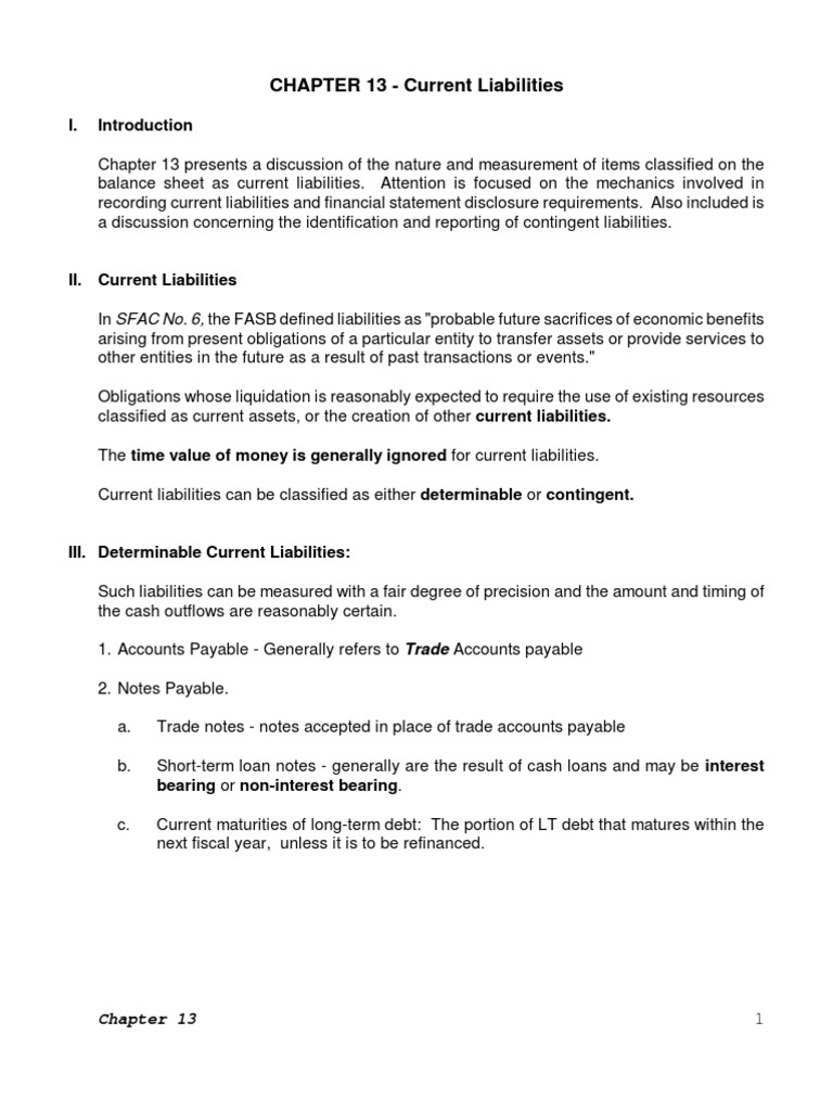 CHAPTER 13 - Current Liabilities | PDF | Current Liability | Refinancing