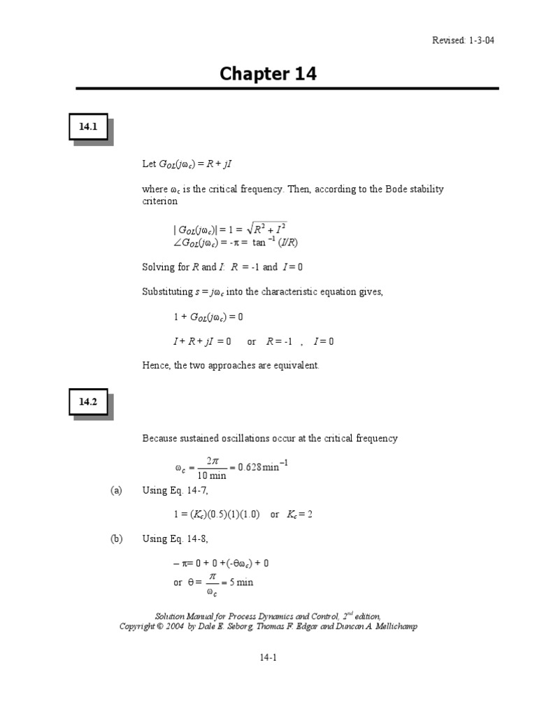 Process Dynamics and Control Solutions | Electronics | Control Theory