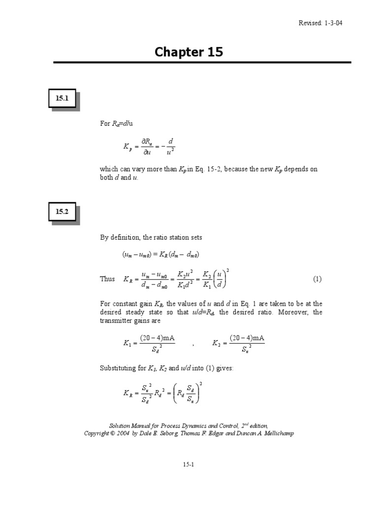 Process Dynamics and Control Solutions | PDF