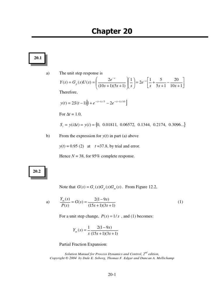 Process Dynamics And Control Solutions Pdf Control Theory Applied