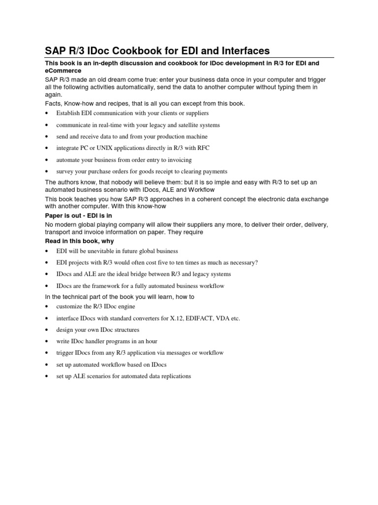 IDoc Book | PDF | Electronic Data Interchange | Information Technology