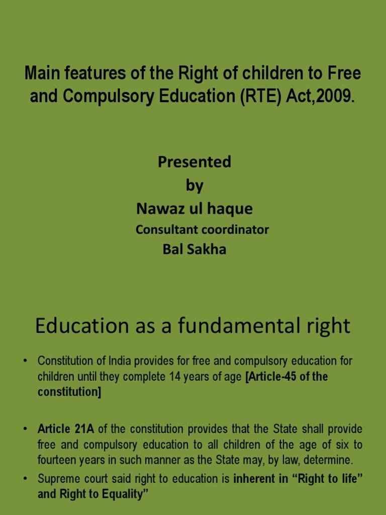 Right To Education, 2009 | PDF | Teachers | Behavior Modification