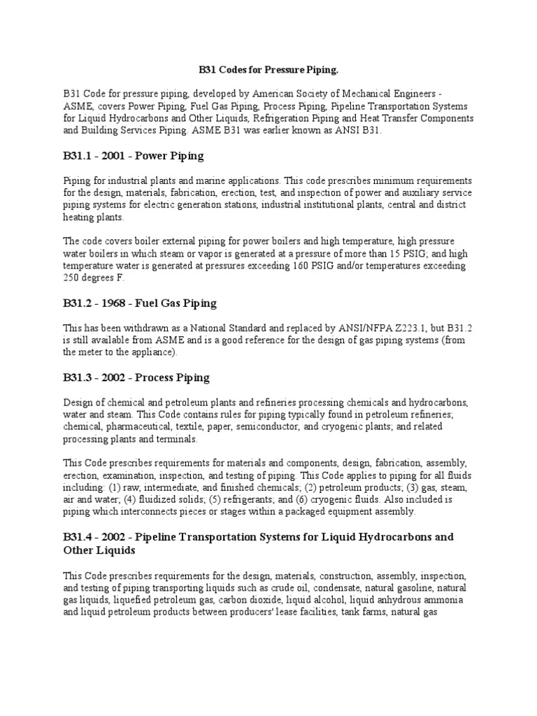 Piping Codes | PDF | Pipe (Fluid Conveyance) | Natural Gas