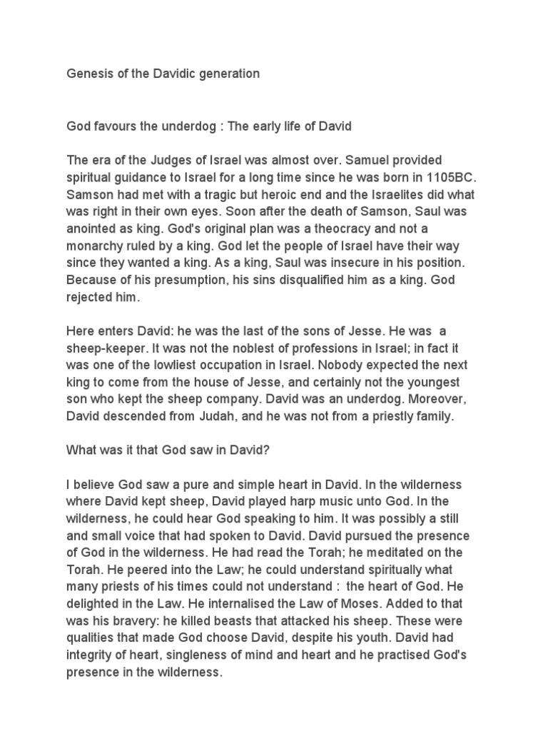 Genesis of Davidic Generation | PDF | David | Worship