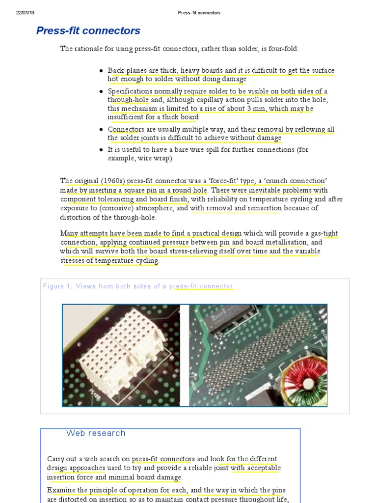 Press-Fit Connectors: W Eb Research | PDF | Solder | Electrical Connector