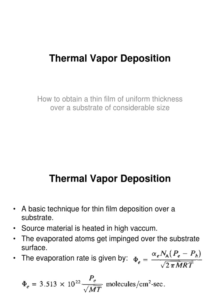 Thermal Vapor Deposition Techniques | PDF | Thin Film | Evaporation