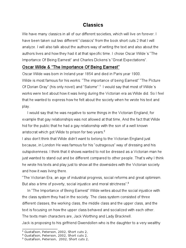 Classics: Oscar Wilde & "The Importance of Being Earnest" | PDF | Oscar ...