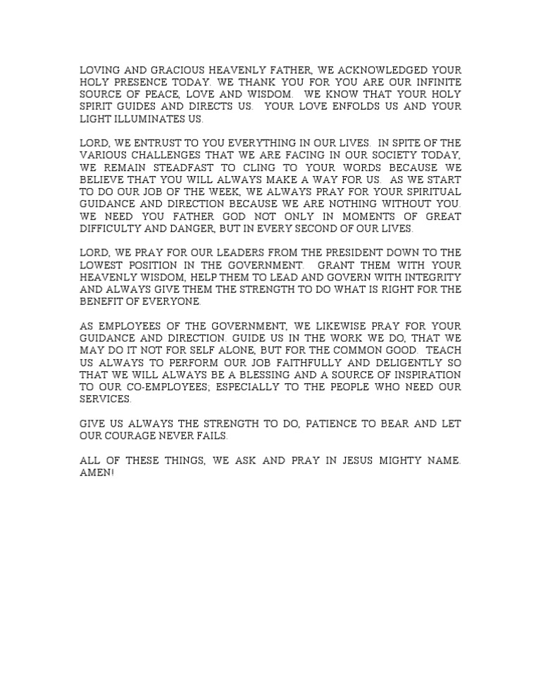 Prayer For Flag Raising Ceremony | PDF