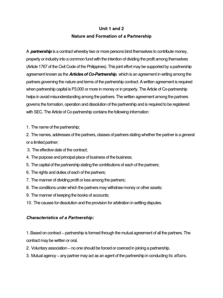 An Overview of Partnership Formation, Characteristics, Types ...