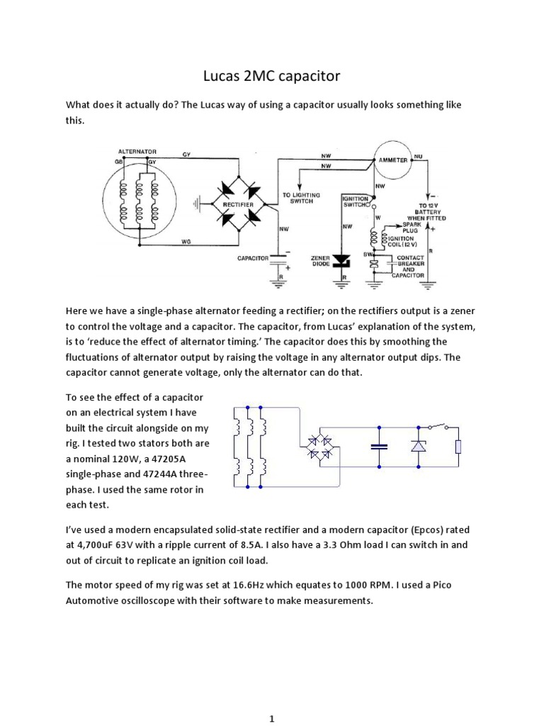 Lucas 2MC Capacitor Functionality Explained | PDF | Rectifier | Capacitor