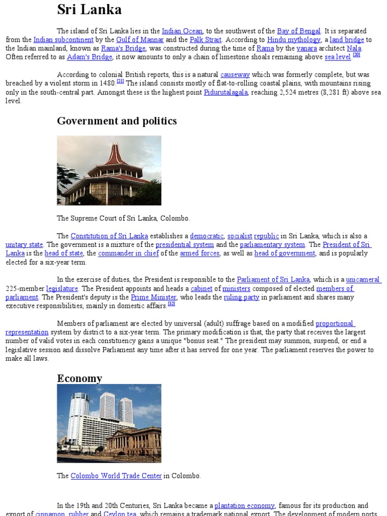 An Overview of Sri Lanka: Geography, Government, Economy, Demographics ...